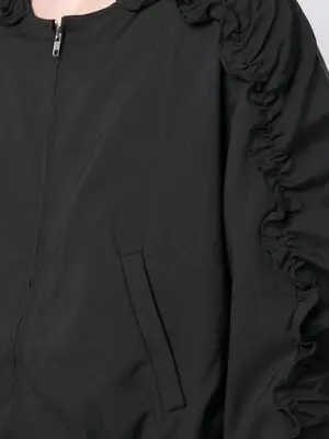 Random Identities Ruched Zip-up Bomber Jacket
