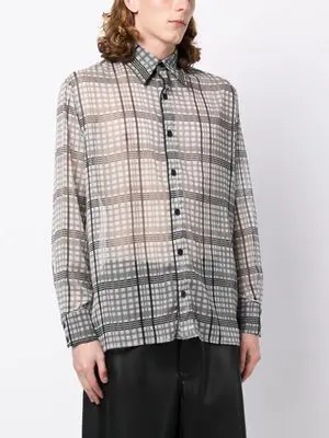 AV VATTEV Semi-sheer Check-print Shirt