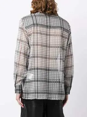 AV VATTEV Semi-sheer Check-print Shirt