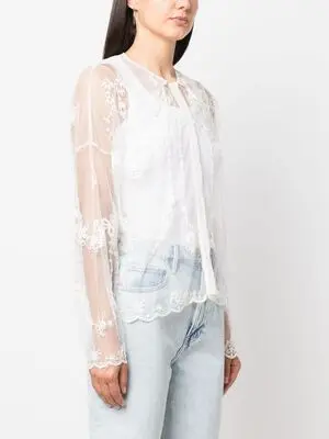 Philosophy Di Lorenzo Serafini Embroidered Sheer Blouse