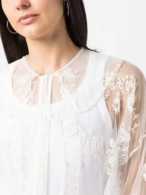 Philosophy Di Lorenzo Serafini Embroidered Sheer Blouse
