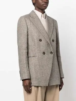 Brunello Cucinelli Houndstooth Double-breasted Blazer