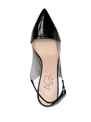 Agl Crystal Ide 85mm Leather Slingback Pumps