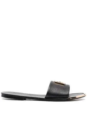Dkny Logo-plaque Faux-leather Slides