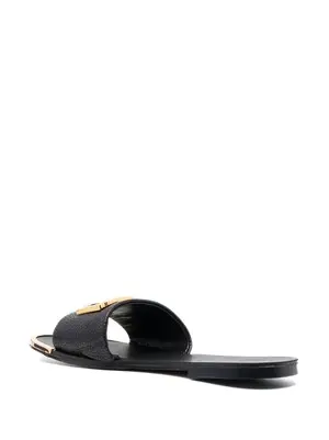 Dkny Logo-plaque Faux-leather Slides