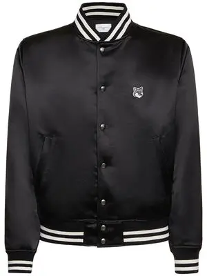 Maison Kitsuné Satin Bomber Jacket - Black