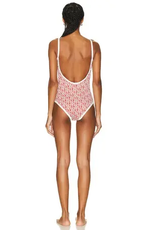 Moncler Logo Print One-piece Swimsuit - Orange