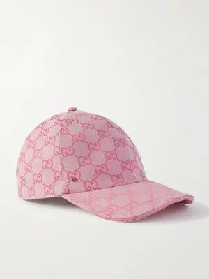 Gucci Leather-trimmed Cotton-blend Canvas-jacquard Baseball Cap - Pink