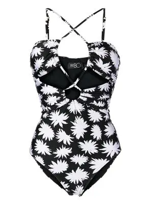 PatBO Dahlia Floral-print Swimsuit - Black