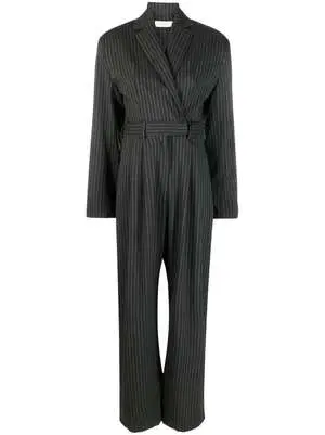 IOANA CIOLACU Pinstripe-print Wool Jumpsuit - Black