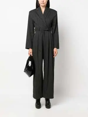IOANA CIOLACU Pinstripe-print Wool Jumpsuit