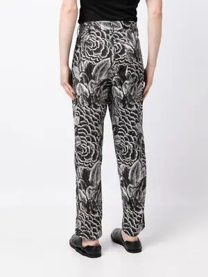 4SDESIGNS Floral-print Slim-cut Trousers