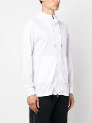 Kiton Zip-up Cotton Drawstring Hoodie - White