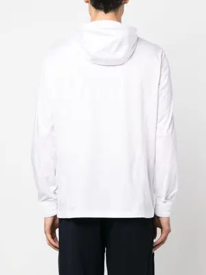 Kiton Zip-up Cotton Drawstring Hoodie - White