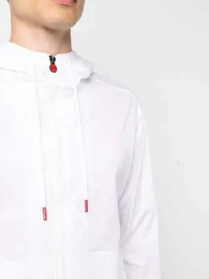 Kiton Zip-up Cotton Drawstring Hoodie - White