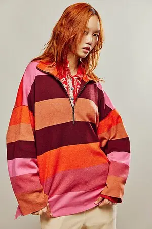 Free People Coastal Stripe Pullover - Aurora Combo