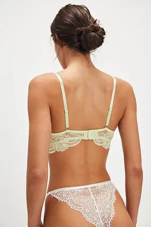 Free People Last Dance Sheer Lace Plunge Triangle Bralette - White Jade