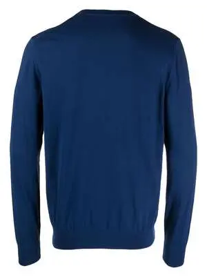 BALLANTYNE Geometric-print Fine-knit Jumper - Blue