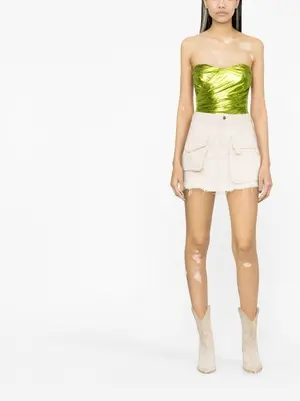 FORTE_FORTE Taffeta Strapless Crop Top