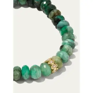SYDNEY EVAN 8mm Natural Emerald Bracelet With Marquise Evil Eye Rondelle