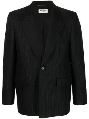 Saint Laurent Single-breasted Pinstripe Blazer - Black
