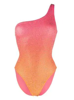 SELF-PORTRAIT Hotfix Off-shoulder One-piece - Pink