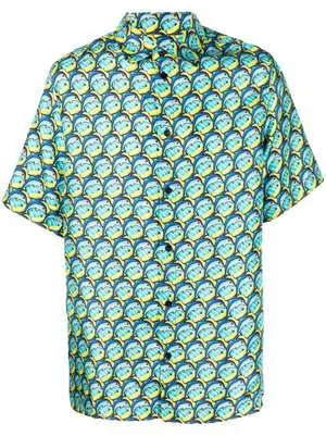 BOTTER Dolphin-print Silk Shirt - Blue
