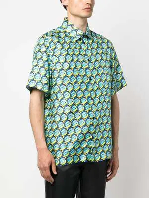 BOTTER Dolphin-print Silk Shirt - Blue