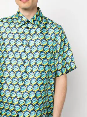 BOTTER Dolphin-print Silk Shirt - Blue