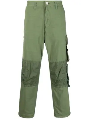 Stone Island Panelled Straight-leg Cargo Trousers - Green