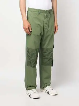 Stone Island Panelled Straight-leg Cargo Trousers - Green