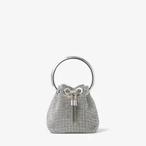 JIMMY CHOO Bon Bon Crystal Mesh Micro Bag - Silver
