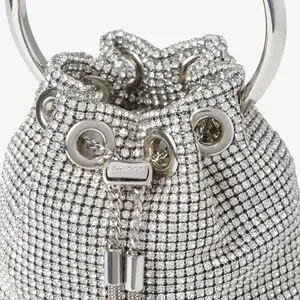 JIMMY CHOO Bon Bon Crystal Mesh Micro Bag - Silver