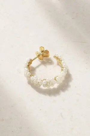 Sophie Bille Brahe Boucle Parc 14-karat Recycled Pearl Hoop Earring - Gold