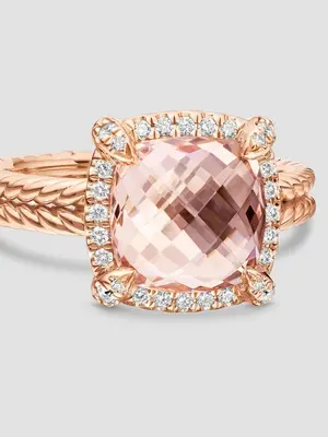 David Yurman Chatelaine Pavé Bezel Ring In 18k Rose Gold With And Diamonds