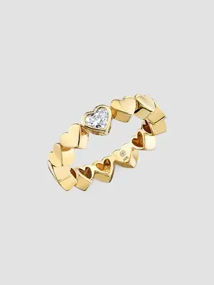 SYDNEY EVAN Heart 14k & Diamond Eternity Ring - Gold
