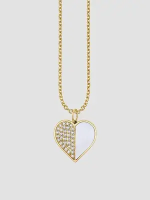 SYDNEY EVAN Pavé Heart 14k & Diamond Pendant Necklace