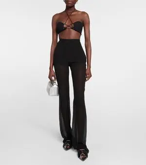 NENSI DOJAKA Tulle-trimmed Wool Bustier - Black