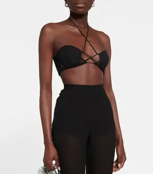 NENSI DOJAKA Tulle-trimmed Wool Bustier - Black