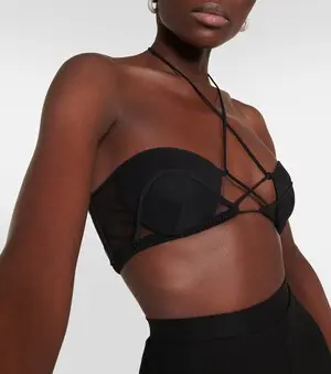 NENSI DOJAKA Tulle-trimmed Wool Bustier - Black