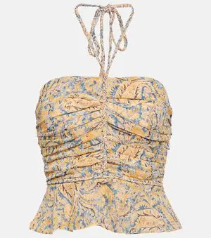 Veronica Beard Paisley Halter-neck Silk Top