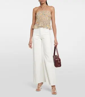 Veronica Beard Paisley Halter-neck Silk Top