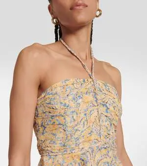 Veronica Beard Paisley Halter-neck Silk Top