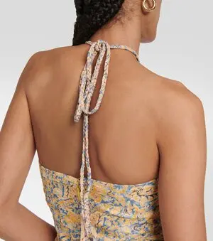 Veronica Beard Paisley Halter-neck Silk Top