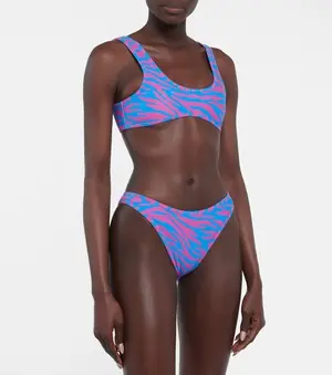 REINA OLGA Coolio Printed Bikini Top - Blue