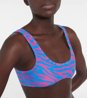 REINA OLGA Coolio Printed Bikini Top - Blue
