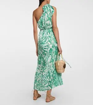 Poupette St Barth Isabelle Printed One-shoulder Kaftan - Green