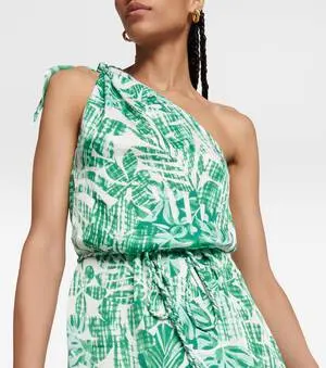 Poupette St Barth Isabelle Printed One-shoulder Kaftan - Green