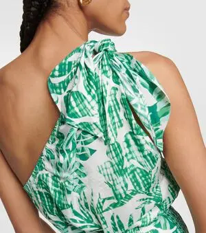 Poupette St Barth Isabelle Printed One-shoulder Kaftan - Green