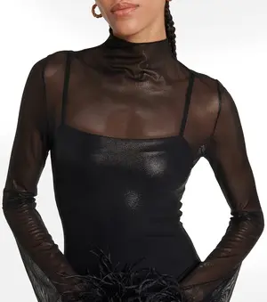 Oseree Feather-trimmed Minidress